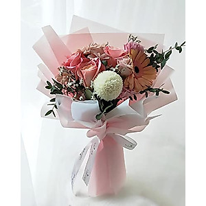 LWFyyds Waterproof Flower Solid Color Translucent Wrapping Paper Bouquet Gift Packaging Korea Flower Shop Supplies, 40 Sheets (White)