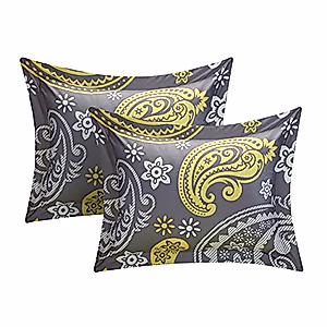 Chic Home Olivia 20-Piece Comforter Reversible Paisley Print Complete Bed in a Bag with Sheet Set, Window Treatments, and Decorative Pillows, King, Grey