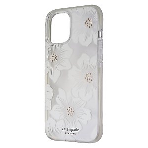kate spade new york Protective Hardshell Case for iPhone 12 Pro Max - Hollyhock Floral Clear/Cream with Stones