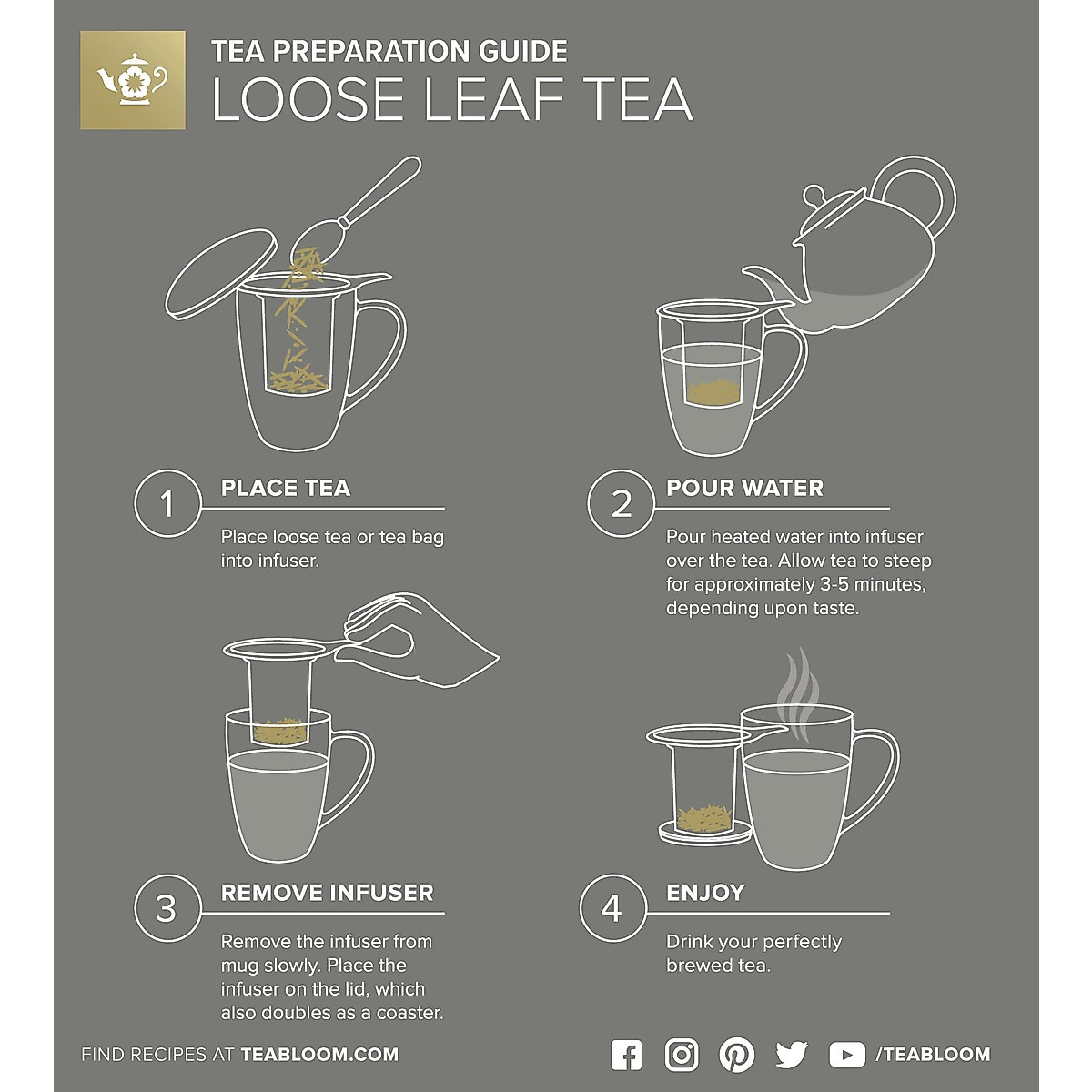 Teabloom Double-Wall Borosilicate Glass Mug with Stainless Steel Infuser and Lid – 15 OZ / 430 ML – 2 Gourmet Tea Flowers Included