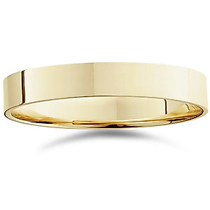 P3 POMPEII3 4mm Flat High Polished Wedding Band 14K Yellow Gold - Size 9