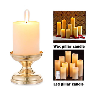 4 Pcs Gold Metal Pillar Candle Holders, Wedding Centerpieces Candlestick Holders for 3" Candles Stand Decoration Ideal for Weddings, Special Events, Parties