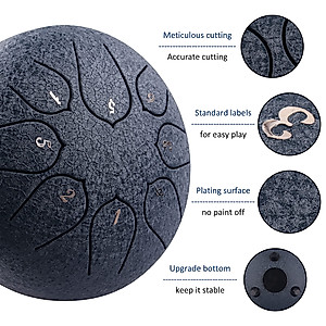 LOMUTY Steel Tongue Drum Rain Chime, 8 Notes 6 inch Rain Drum for Outside When It Rains, Chakra Drum with Bag, Mallets, Finger Picks, Percussion Instrument for Meditation Yoga Education (Navy)