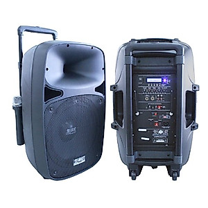 Absolute USA USPROBAT15 2500 Watts Max Power Speaker Built-in Battery/Bluetooth/Amplifier/SD/USB/FM Radio