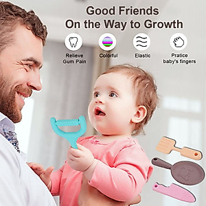 Sactulaz 0-BPA silicone culinary kitchen utensil baby teething toys,Chef cooking role playing games training for baby girls boys,Molar chewing freezer teether toys for 6-12 Months infants,kids,4 Pack