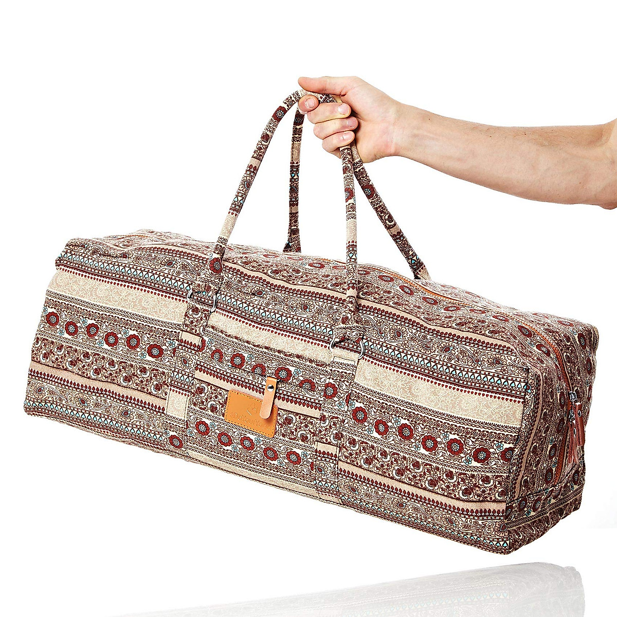 #DoYourYoga Full-Zip Extra Large Yoga Mat Tote Bag with Multi-Functional Storage Pockets for Sports Gym Pilates »Ghanpati« BrownStyle