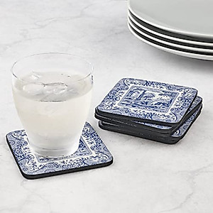 Pimpernel Spode Blue Italian Collection Coasters | Set of 6 | Cork Backed Board | Heat and Stain Resistant | Drinks Coaster for Tabletop Protection | Measures 4” x 4”