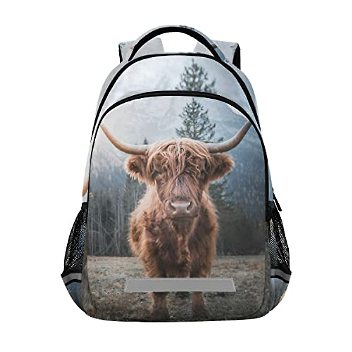 Glaphy Highland Cattle Cow Backpack for Women Men Kids, Laptop Bookbag Lightweight Travel Daypack School Backpacks with Reflective Stripes