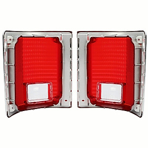 UPPARTS Tail Lights For Chevy C10 C20 C30 K10 K20 K30 K5 R10 R20 R30 V10 V20 Blazer Suburban Cheyenne Scottsdale Silverado - Driver and Passenger Side - Replace Chevy Tail Light Lens With Chrome Bezel