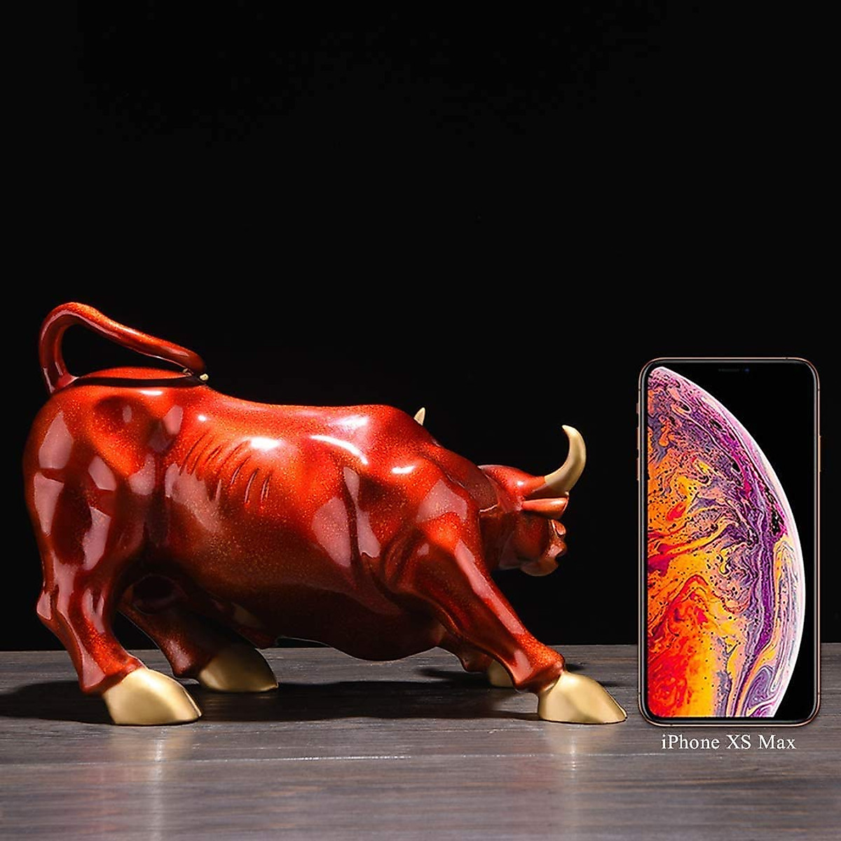 Handmade Copper Red Wall Street Bull Statue Chinese Fengshui Wealth Figurine 7'' High Home Office Shop Decoration Gift TQZDBS26