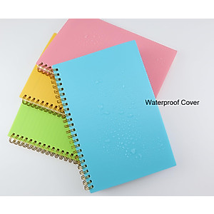 Aacehlh Spiral Notebook Journal,5.5" x 8.5" Plastic Hardcover College Ruled Notebook with 4 Colors,80 Sheets / 160 Pages Per Journal for Work,Study and Notes (light green,light blue,yellow,pink).