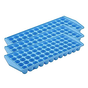 Arrow Small Ice Cube Trays for Freezer, 3 Pack - 60 Mini Cubes Per Tray, 180 Cubes Total - Made in the USA, BPA Free Plastic - Ideal Small Ice Cube Trays for Ice Coffee and Blenders – Blue