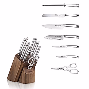 Cangshan TN1 Series 1021950 Swedish 14C28N Steel Forged 8-Piece Knife Block Set, Walnut