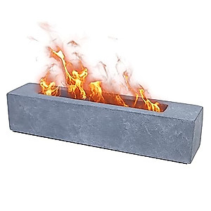 Large Rectangle Tabletop Fire Pit - Portable Bioethanol Fuel Concrete Smokeless Fire Bowl Table Top Firepit - Tabletop Fireplace - Rubbing Alcohol Smores Maker Personal Fireplace for Indoor Outdoor