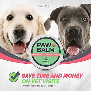 Paw Nectar Dog Paw Balm - Heals, Repairs & Restores Dry, Cracked & Damaged Paws - 100% Organic & Natural Cream Butter, Wax, Moisturizer & Protection for Dog Feet & Foot Pads - Effective & Safe - 2 Oz