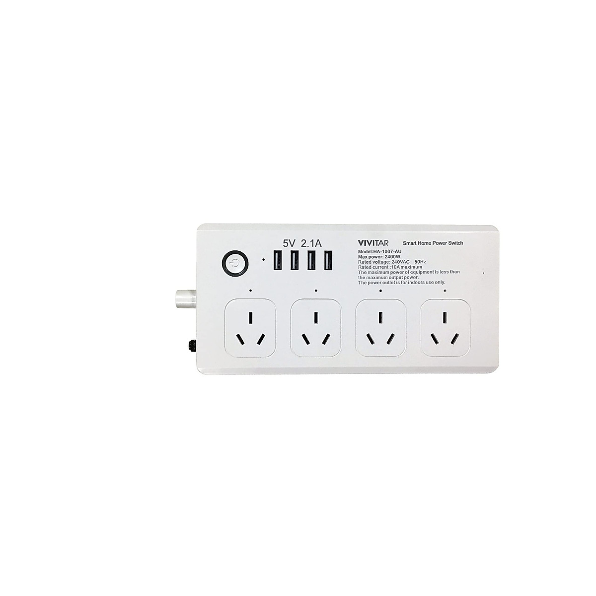 Vivitar Smart Home Power Strip, Standard Plug With 4 USB Ports, Four Power Outlets, 10Amp 3 Prong Outlet Energy Saving, Wifi ControlLED Smart Power Strip, 4 USB Charging Ports, Wireless Remote Control
