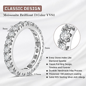 SecreTalk 2.2ct Moissanite Engagement Promise Ring for Women - Diamond Wedding Band 925 Sterling Silver D Color VVS with Certificate of Authenticity (6)
