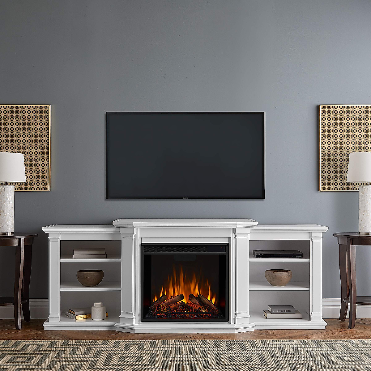 Real Flame 7930E-W Entertainment Valmont Electric Fireplace in White, Large