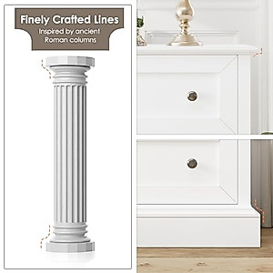 FACBOTALL Modern 6 Drawer Double Dresser, White Dresser Wood Dresser, Wide Chest of Drawers with Deep Drawers & Mental Double Handles for Hallway Living Room