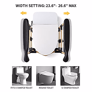 Toilet Safety Rail for Elderly, Adjustable Detachable Frame, Toilet Safety Frame for Elderly & Handicapped - Elderly Assistance Products, 4 Replacement Suction Pads, Enhances Stability