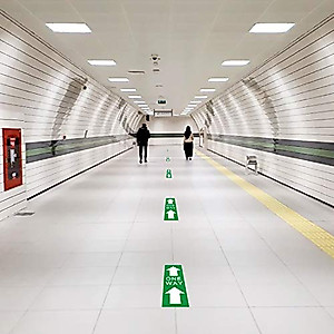 IDJWVU 15Pcs 6" x 18" One Way Directional Arrows Floor Stickers Social Distance Floor Stickers Decal Waterproof PVC Vinyl Safety Distance Floor Sign Markers Commercial Material (Green Background)