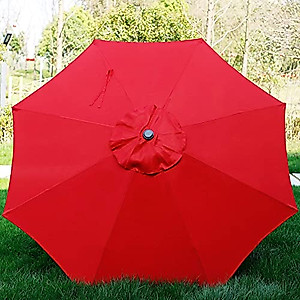 Blissun 9ft Patio Umbrella, Manual Push Button Tilt and Crank Garden Parasol (Red)