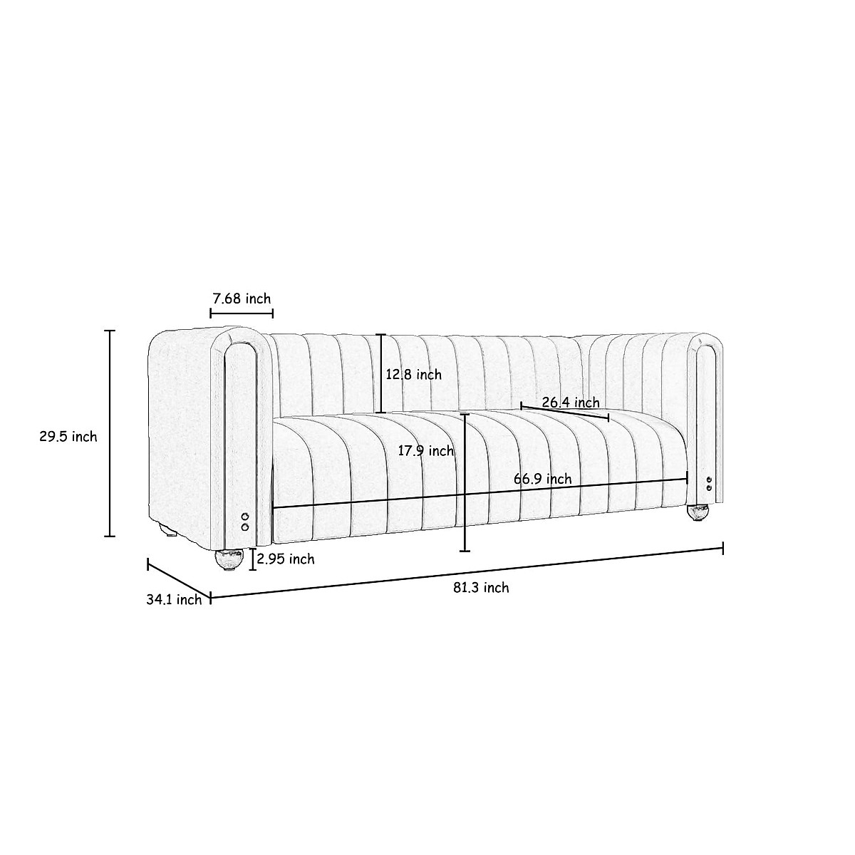 STORFENBOR 81" Black Velvet Sofa Mid Century Modern Couch for 3 Person Chesterfield Tufted Velvet Couches for Living Room Apartment Bedroom Office