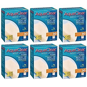 Fluval (6 Pack) Aquaclear 30 Foam Inserts (3 Inserts per Pack / 18 Total)