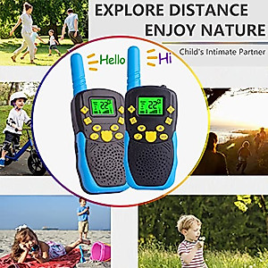 UECOO Rechargeable Walkie Talkies for Kids 22 Channels 2 Way Radio Toy with 2×1200mAh Lithium Battery Backlit LCD Flashlight 3 KM Long Range for Boys Girls Birthday (Black)