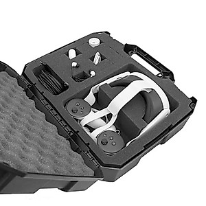 CASEMATIX Hard Shell Travel Case Compatible with Meta Quest 3S, Meta Quest 3 and 2 VR Headset - Fits 256GB, 128GB and 64GB Models with Custom Compartments for Accessories Like Controllers and Cables