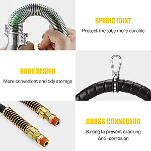 Autsurles 12ft 3 in 1 Trailer Air Line Hose Wrap Assembly with 7 Way Electrical Cable ABS & Power Air Line for Semi Truck Trailer Tractor