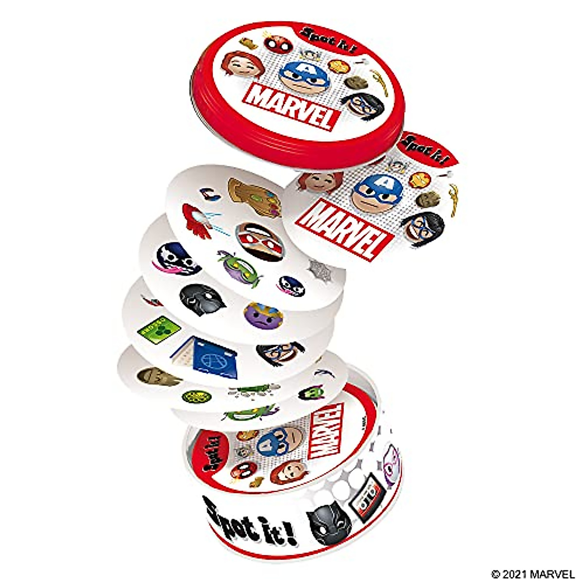 Zygomatic Spot It! Marvel Emojis - Marvel Super Heroes Family Card Game for Superhero Fun! Fast-Paced Matching Game for Kids and Adults, Ages 6+, 2-8 Players, 15 Minute Playtime, Made