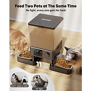 oneisall Automatic Cat Feeder for 2 Cats, 20 Cups/5L Automatic Cat Food Dispenser for Small Pets Indoor, Timed Cat Feeder for Dry Food