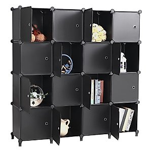 ANWBROAD Cube Storage Organizer, 9-Cube Modular DIY Book Shelf with Doors, Cube Storage Shelf, Plastic Storage Cubbies Cabinet for Living Room Bedroom Office White ULCS09TM