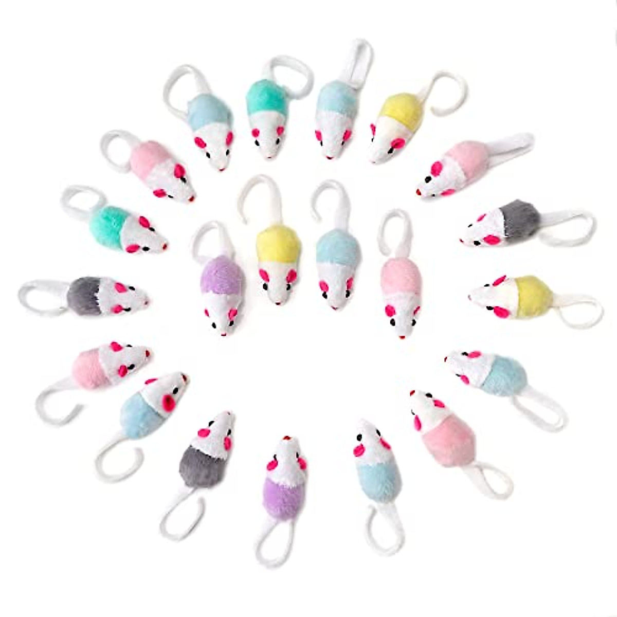 CHIWAVA 36 Pack 1.8 Inch Small Interactive Cat Toys Mice with Catnip Rattle Sound Mouse for Indoor Cats Kitten Play