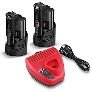 THISSENERGYSYSTEM 2 Pack Battery Replacement for Milwaukee M-12 3.5Ah Battery and Charger Combo Kit, Compatible with 48-11-2420 48-11-2425 48-11-2402 48-11-2440 48-11-2460 Cordless Power Tool
