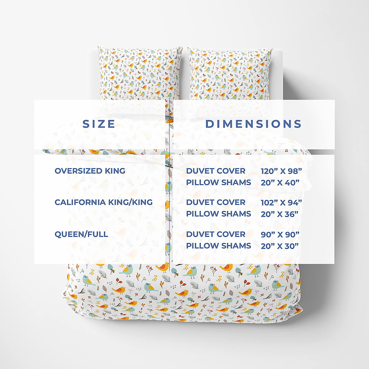 Kotton Culture Printed Duvet Cover 3 Piece 100% Egyptian Cotton Breathable All Season 600 Thread Count with Zipper & Corner Ties Comforter Cover (King, Forest Birds)