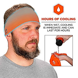 Ergodyne Chill Its 6634 Cooling Headband, Sports Headbands for Men and Women, Moisture Wicking , Orange