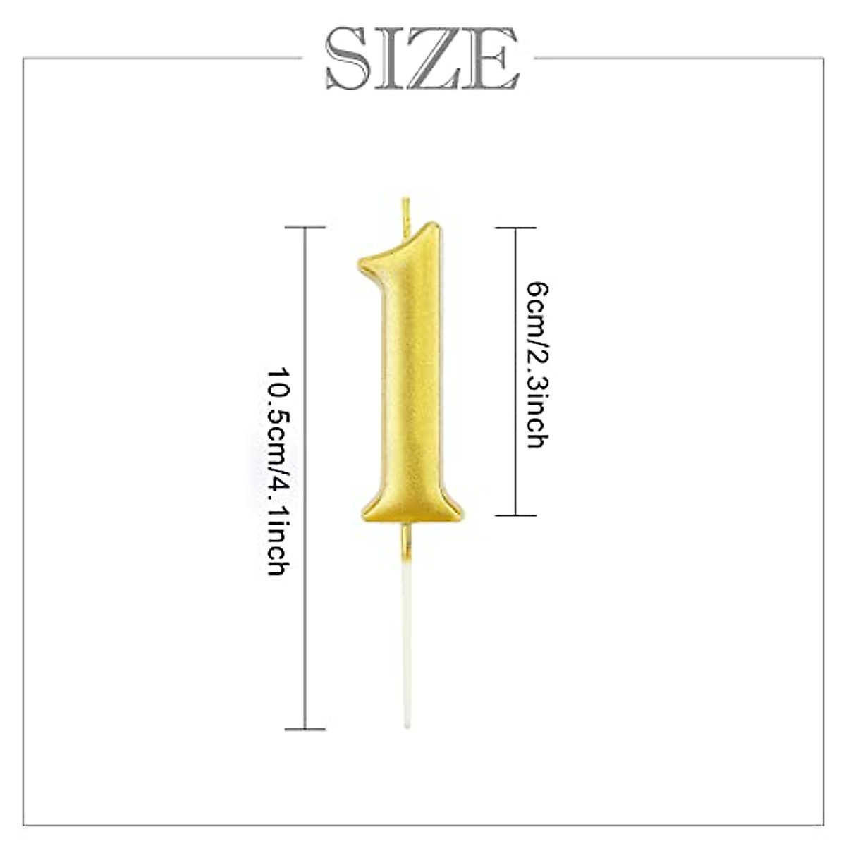 LUTER 2.3 Inch Numeral Birthday Candles, Gold Number Candle for Cakes Number 1 Candle Glitter Candles for Kids’ Birthday Party Adults’ Wedding Anniversary Prom Graduation Party