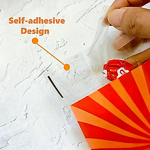 AXYEEUR 200 Pcs Halloween Candy Bags,8 Styles Halloween Self Adhesive Cookie Bags, Clear Cellophane Treat Bags for Halloween Party Favor Supplies