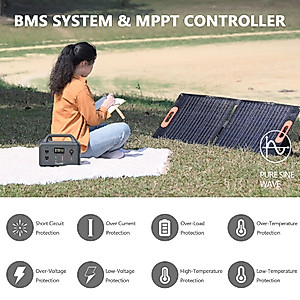 ALLWEI 500W Solar Generator(1000W Peak) with 100W Portable Solar Panel, 461Wh Portable Power Station, 3 USB-C Port PD60W, 2 AC Outlet, Solar Power Generator for Outdoor RV Camping CPAP Emergency