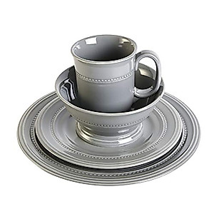 Gibson Elite Barberware 16 Piece Dinnerware Set, Gray