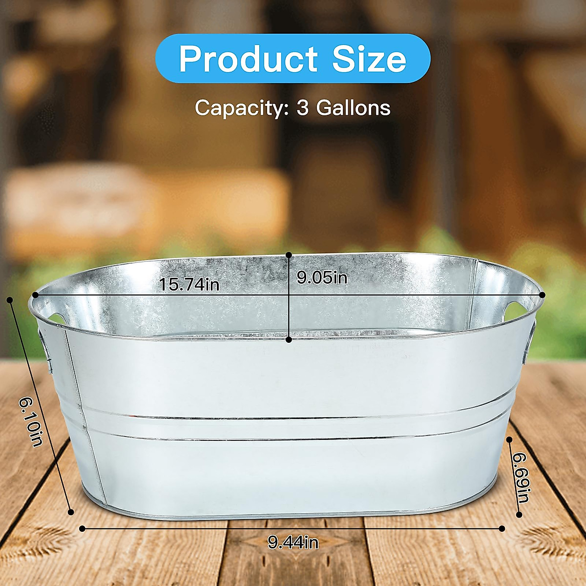 4PCS 4 Gallon Galvanized Tub, Beverage Tub, Ice Buckets for Parties With Carry Handles, Drink Buckets for Parties, Beverage Tubs for Parties, Mimosa Bar Supplies