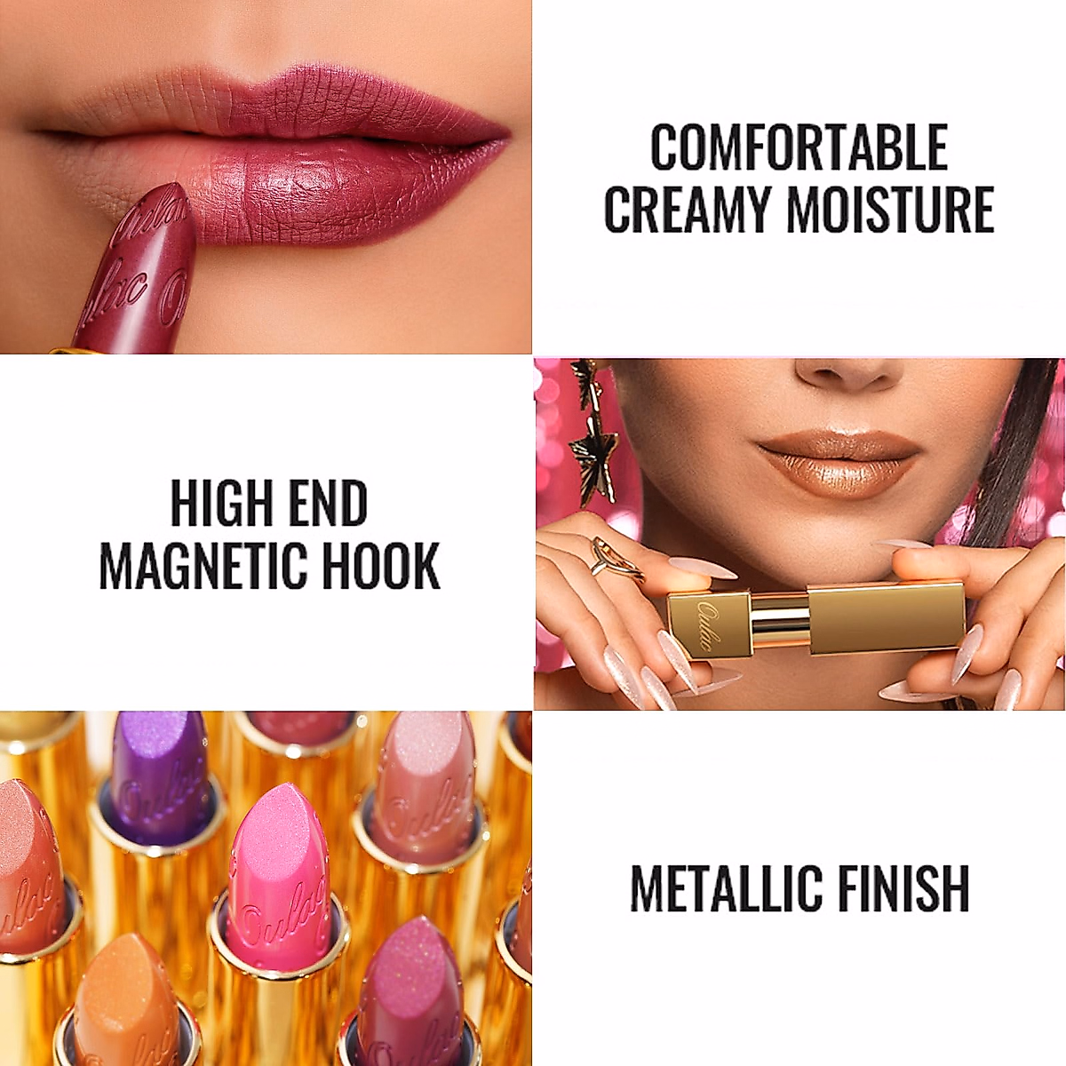 Oulac Brown Lipstick for Women with Metallic 3D Shine Lightweight Hydrating Formula, High Impact Lip Color, Vegan Beauty, Full Coverage Lip Makeup, Christmas Gifts for Women, Guilty Pleasure (09)
