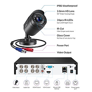 ZOSI 8CH 1080P Security Camera System Outdoor with 1TB Hard Drive H.265+ 8 Channel 5MP Lite Video DVR Recorder with 8X 1080P HD 1920TVL Weatherproof CCTV Cameras, Motion Alert, Easy Remote Access