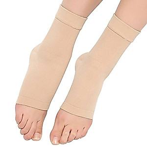 SPOTBRACE Medical Compression Breathable Ankle Brace,Pain Relief Ankle Sleeve Elastic Thin Ankle Support for Unisex Ankle Swelling, Achilles Tendonitis, Plantar Fasciitis and Sprained - Nude,1 Pair M