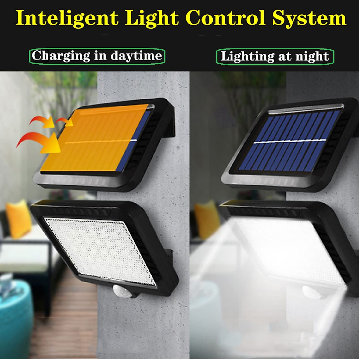 Eupterosaur Solar Lights Outdoor with Motion Detection 120°PIR Angle Solar Wall Light Outside 56 LED Security Flood Lights IP65 Waterproof for Yard Lawn Patio Barn Garden Pathway Balcony