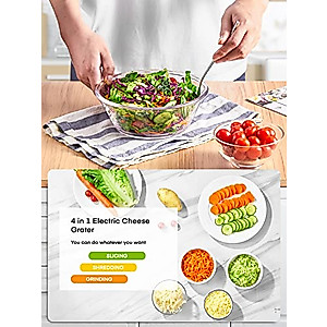 FOHERE Electric Cheese Grater Shredder, Electric Salad Maker for Home Kitchen Use, One-Touch Easy Control, Electric Grater for Vegetables, Cheeses and Nuts, BPA-Free, Red