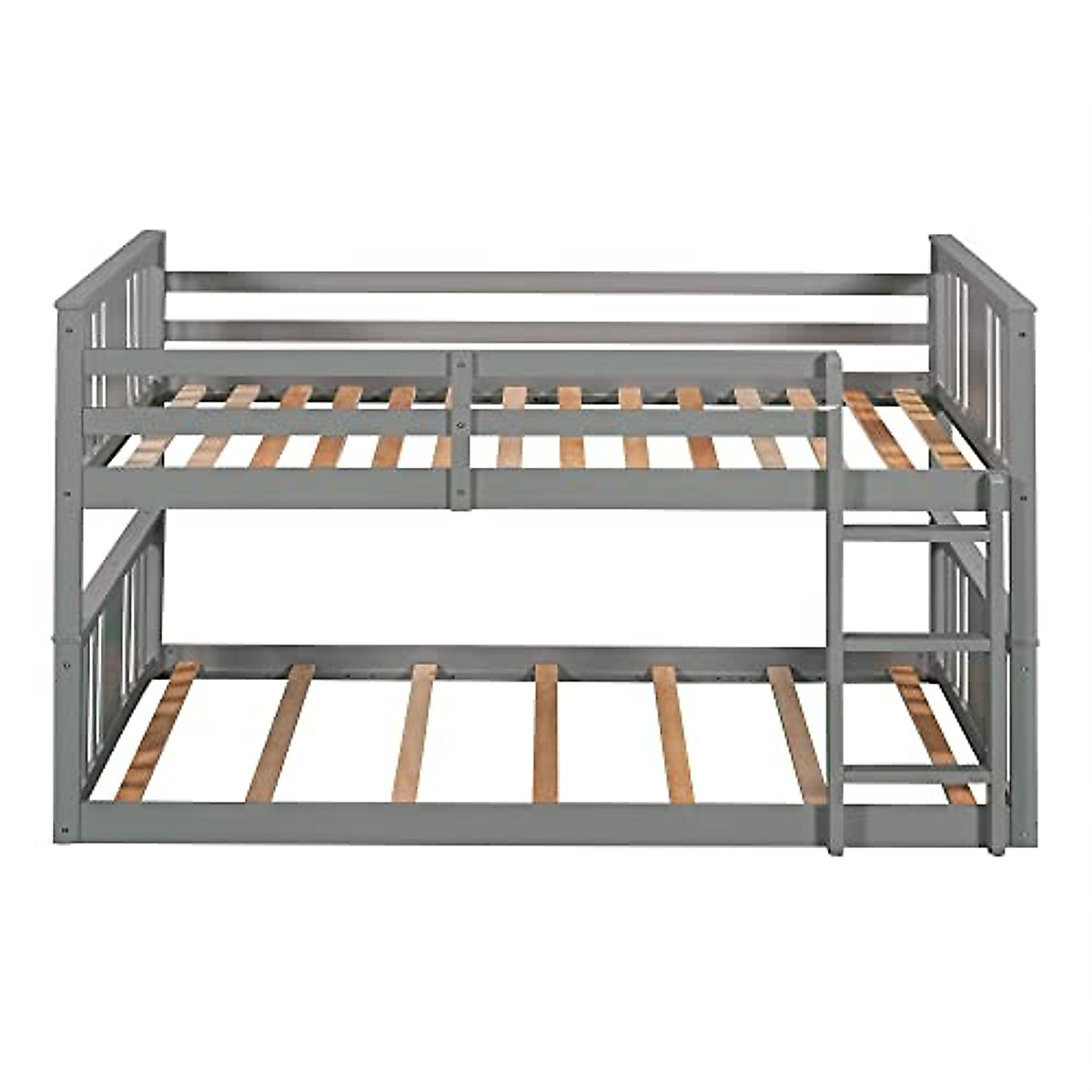 Tidyard Twin Over Twin Bunk Bed with Ladder, Gray for Bedroom Dorm Guest Room Home Furniture
