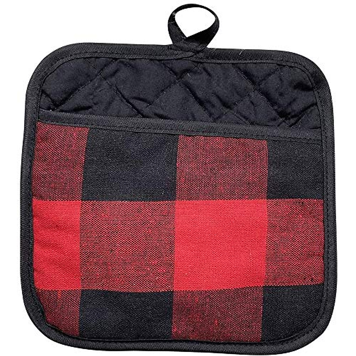 N//A 4/6 Pack Buffalo Check Plaid Pot Holders with Pocket,Kitchen Hot Pad Oven Mitts for Cooking and Baking Square 7.9" X 9.1" (Red, 6 Pack)